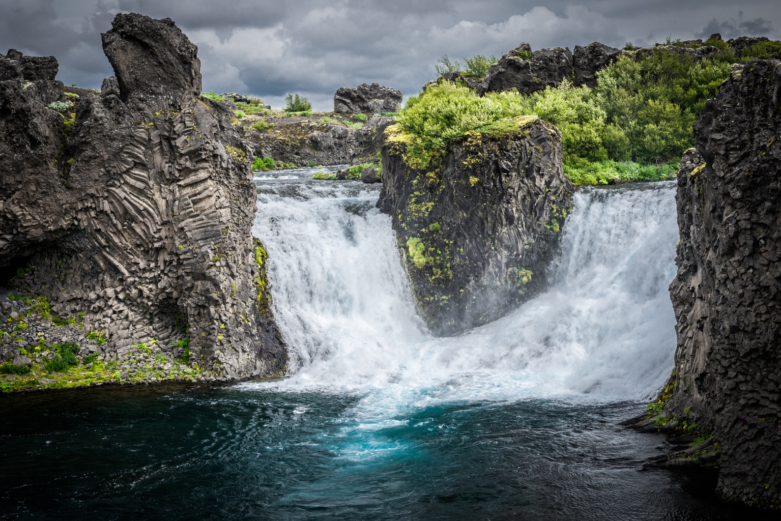 Hjálparfoss Waterfall