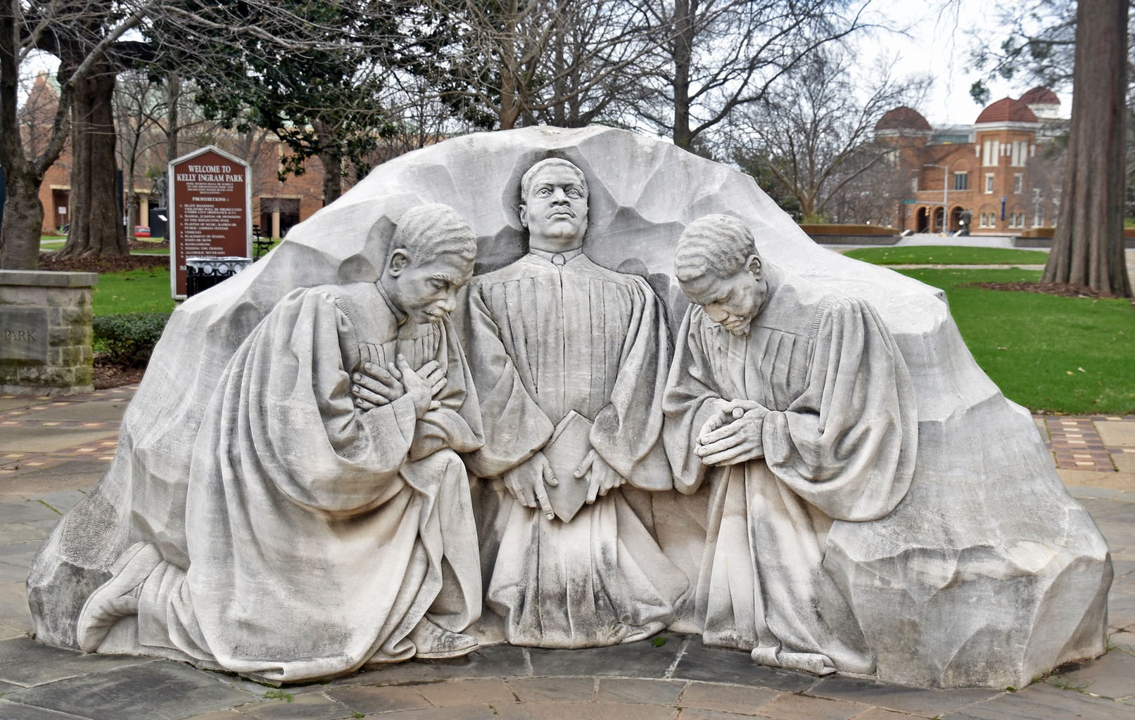 Three Ministers Kneeling at Kelly Ingram Park