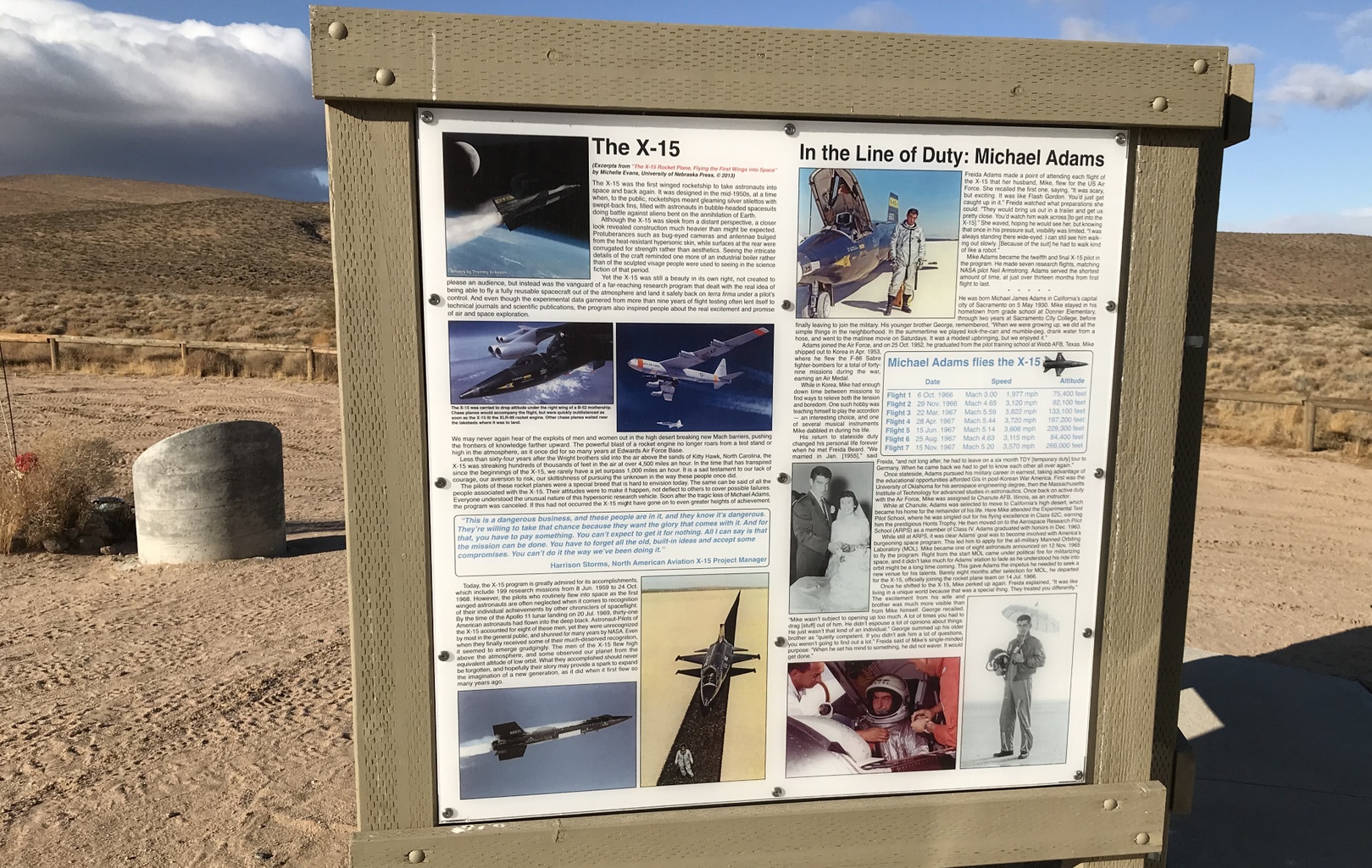 Major Michael Adams X-15 Monument