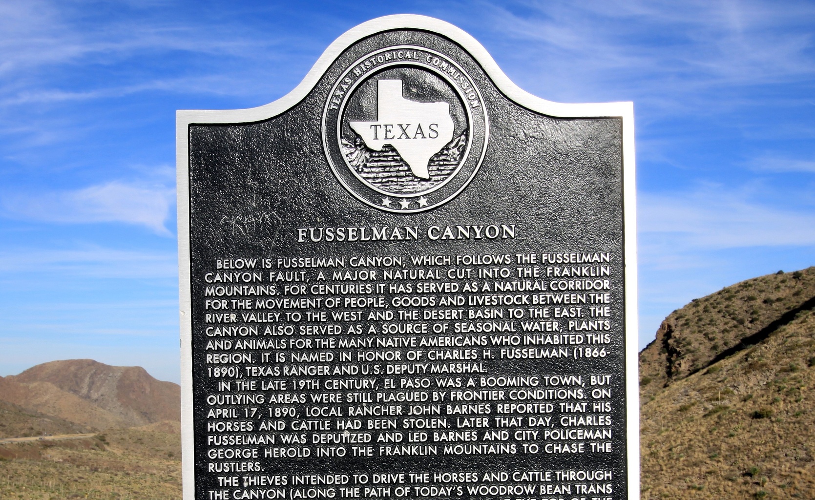 Fusselman Canyon Historical Marker