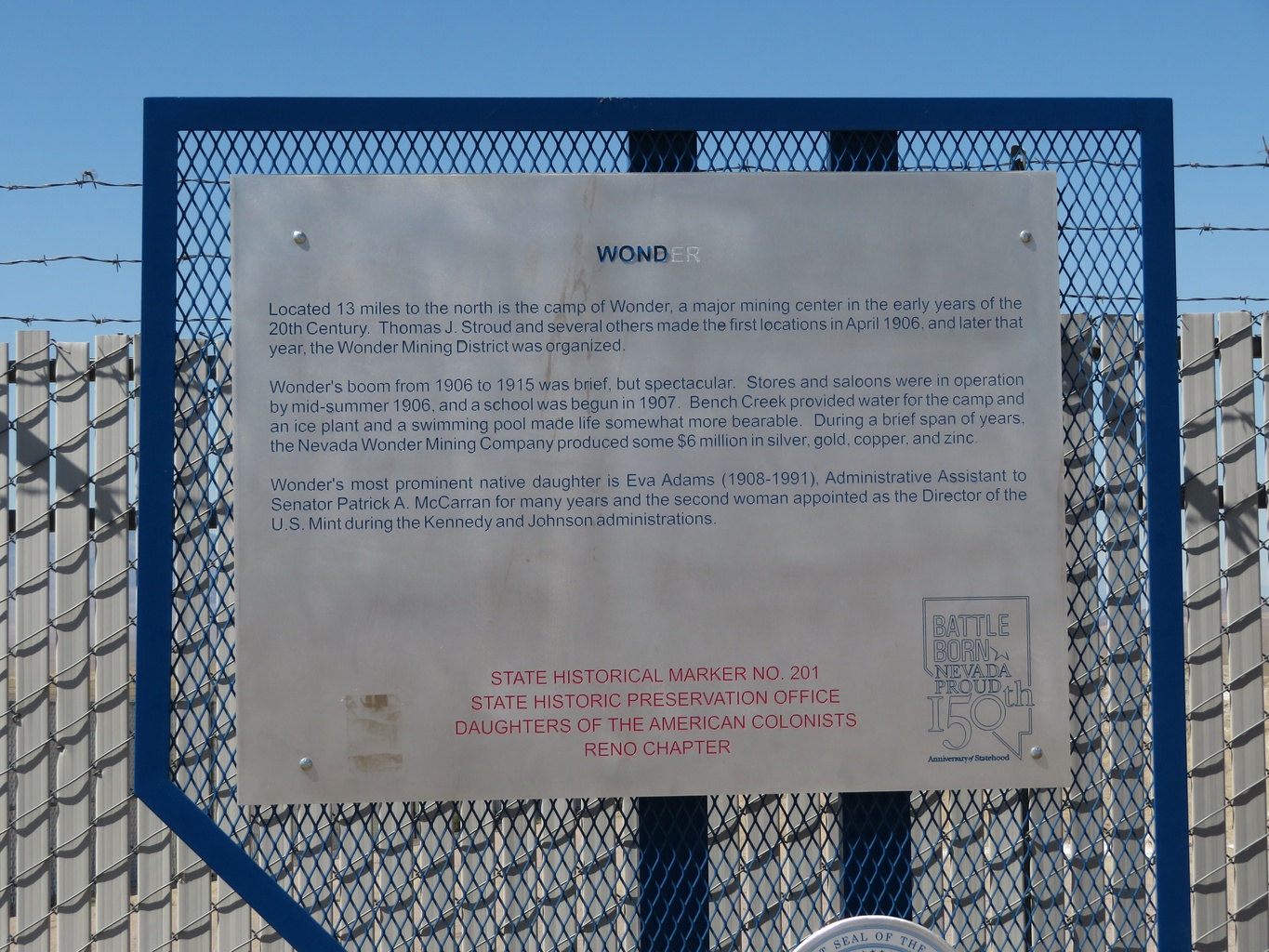 Wonder Camp Historical Marker